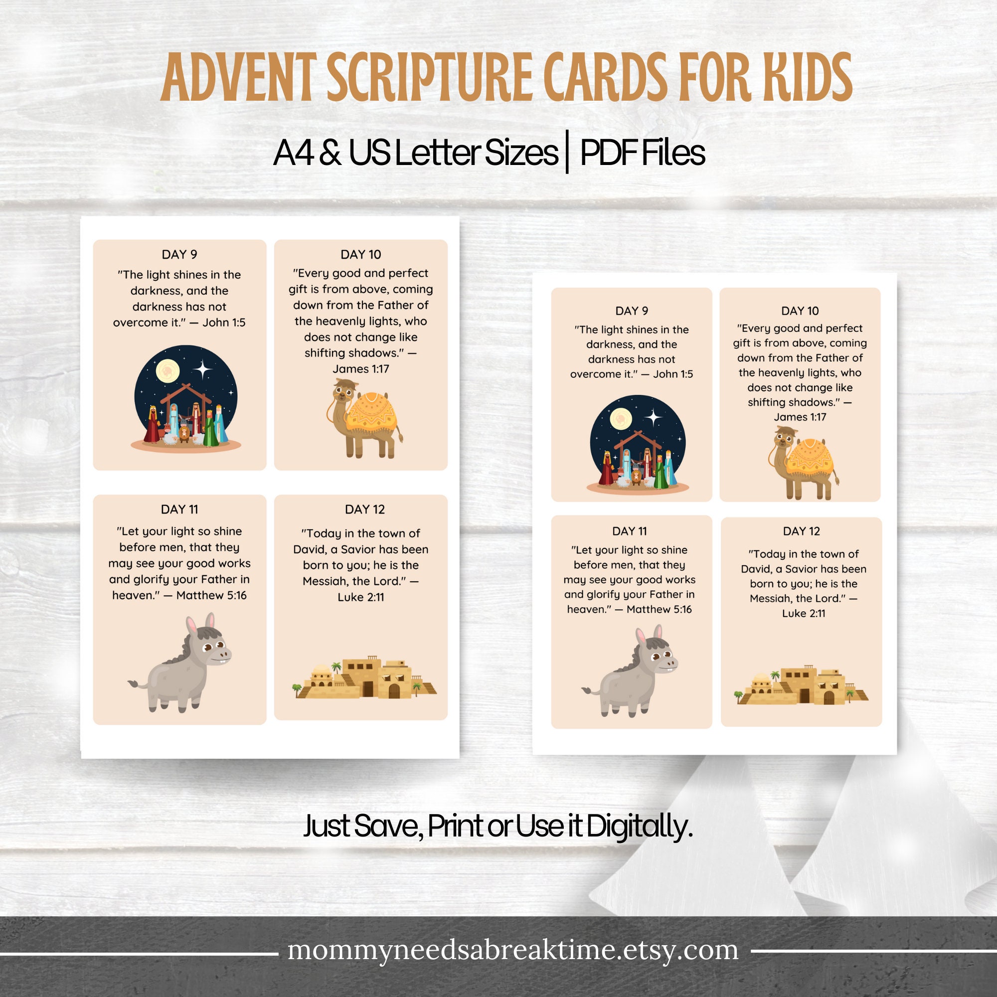 Advent Scripture Cards for Kids, Scripture Calendar Kids Advent ...