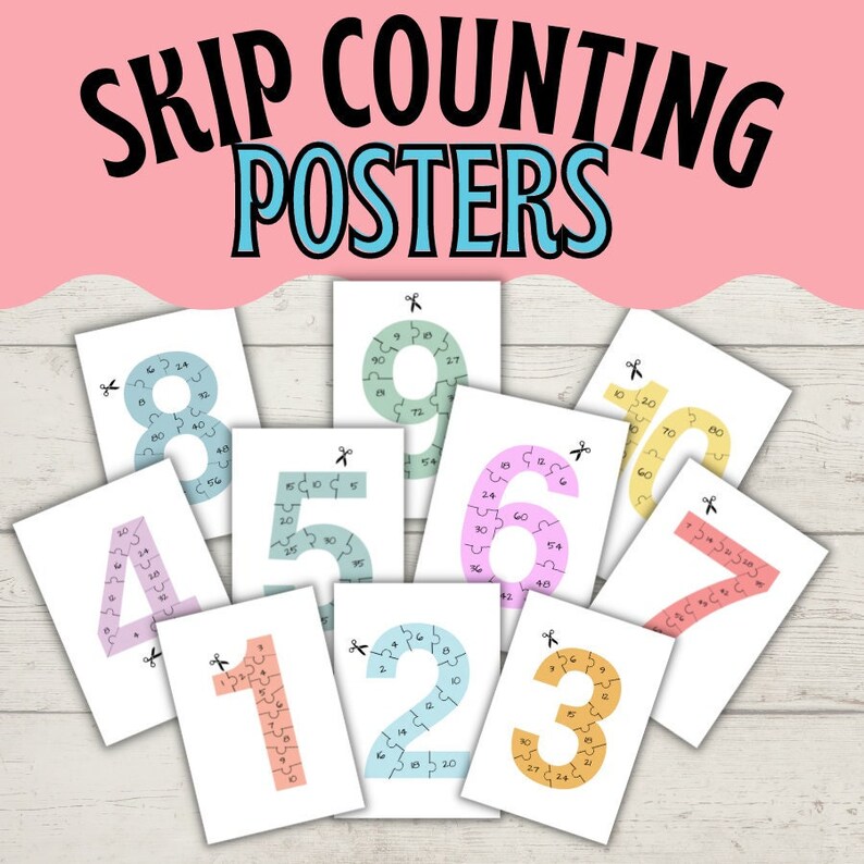 Skip Counting Number Posters 1-10 | Preschool Skip Counting Puzzles ...