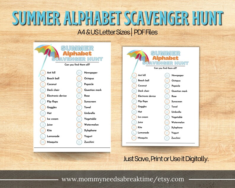 Summer Scavenger Hunt Camping Activities, Beach Scavenger Hunt Summer ...