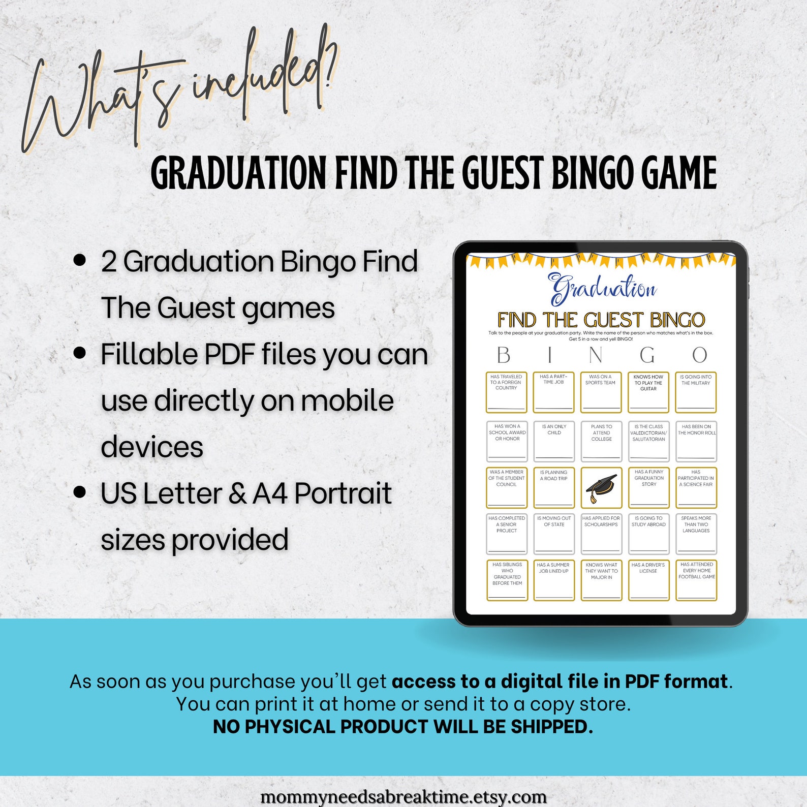 Graduation Bingo Find the Guest Game, Find the Guest Bingo Grad Party ...