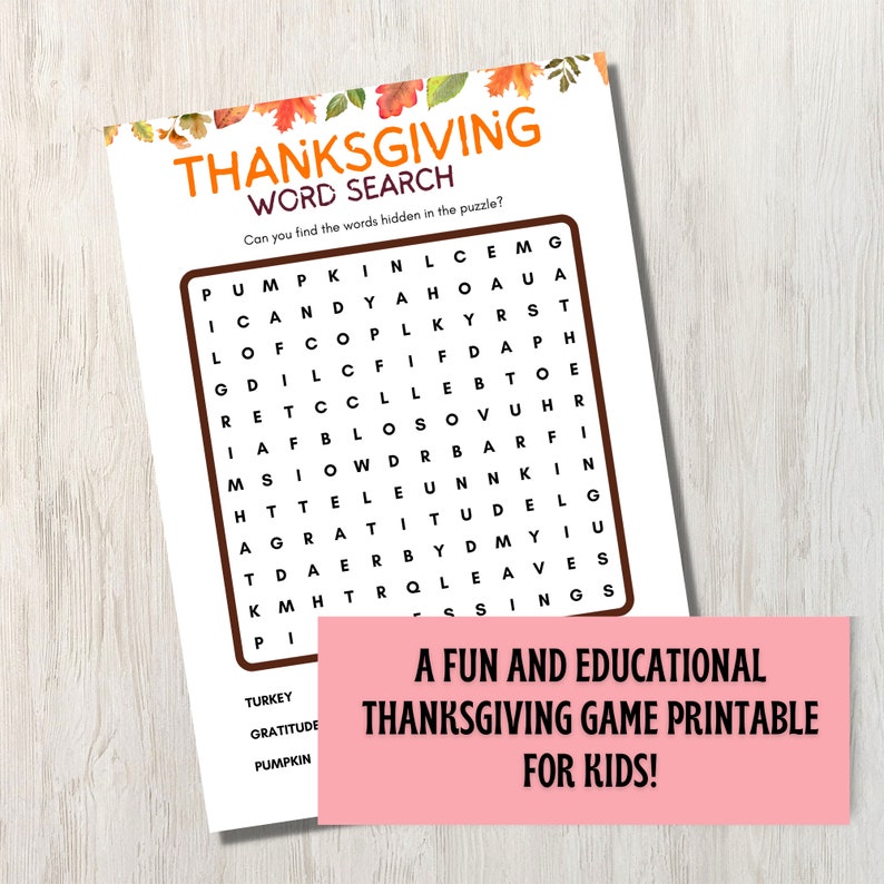 Thanksgiving Word Search Kids Word Search Thanksgiving Games for Kids ...