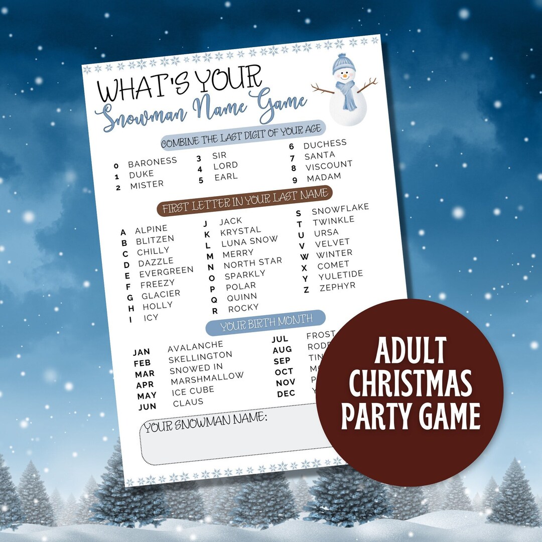 Whats Your Snowman Name, Winter Word Games, Snowman Activities ...