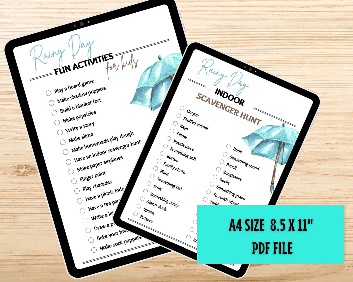 Fillable Rainy Day Indoor Scavenger Hunt Indoor Activities - Etsy