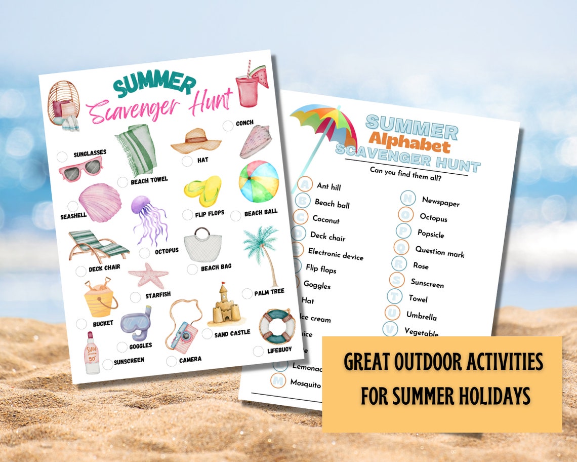 Summer Scavenger Hunt Printable for Kids Summer Printable Bundle ...