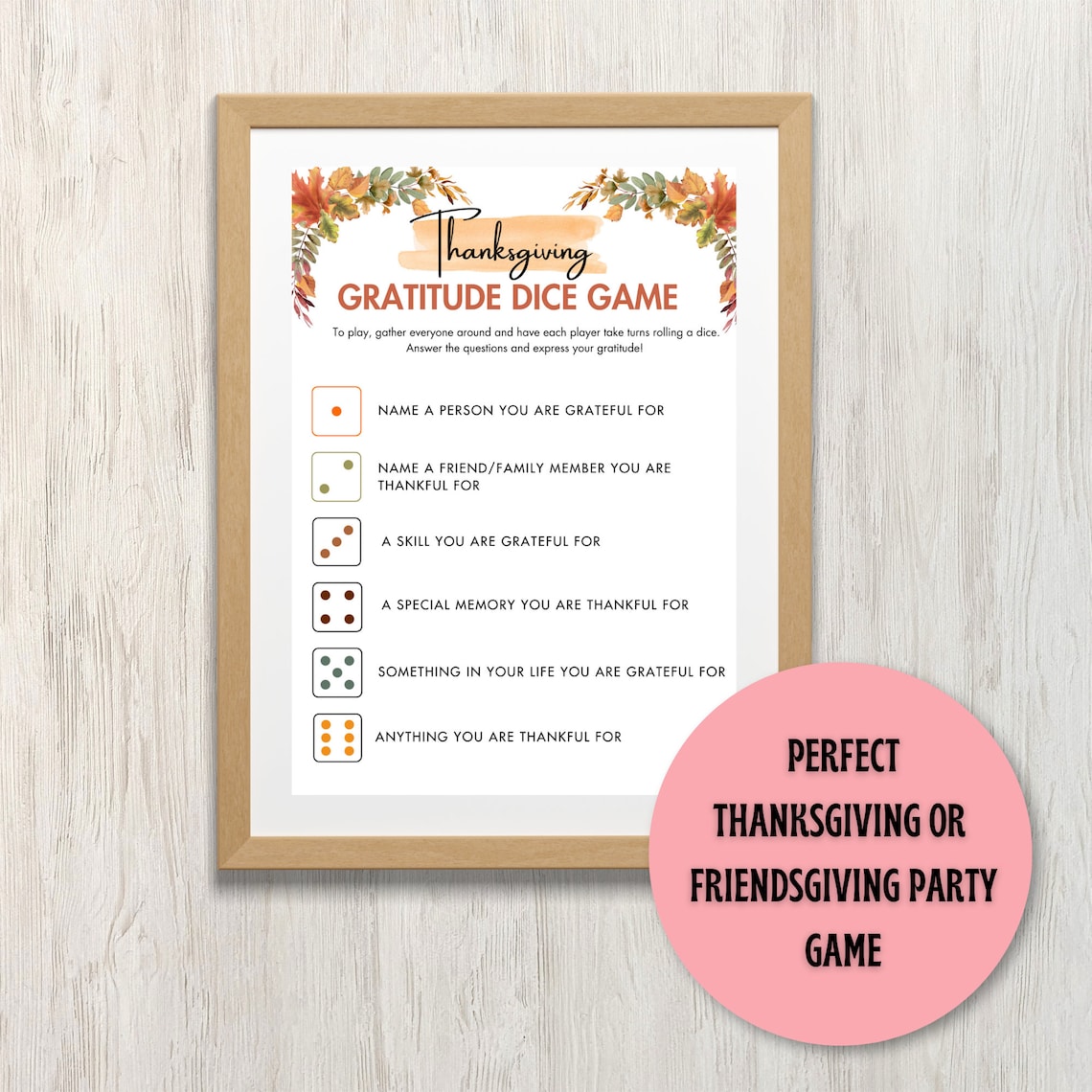 Thanksgiving Gratitude Dice Game | Gratitude Game Thankful Game ...