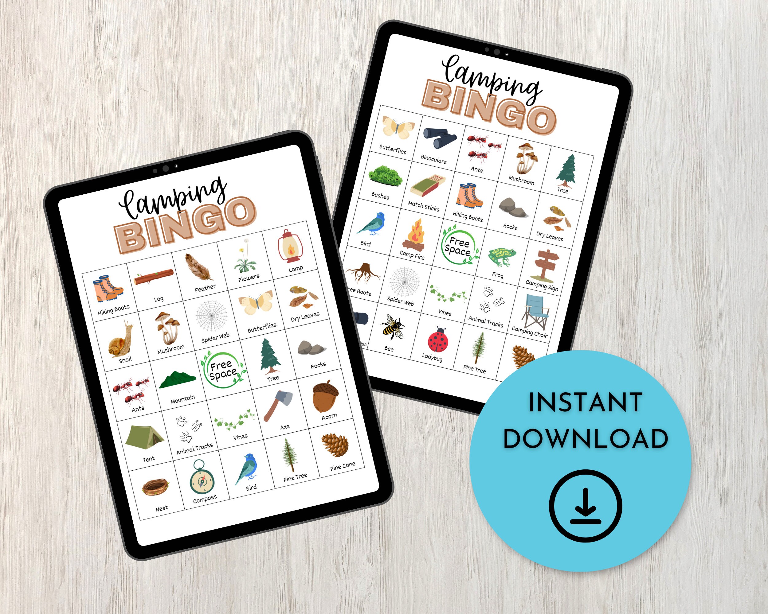 Camping Bingo Camping Party Game Camping Party Favors Summer Bingo ...