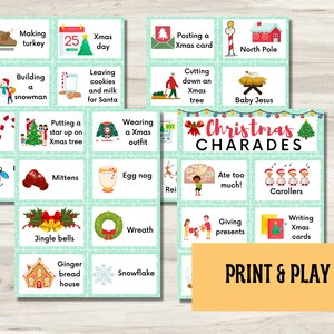 Christmas Charades Bible Games for Kids, Winter Pictionary Winter Party ...