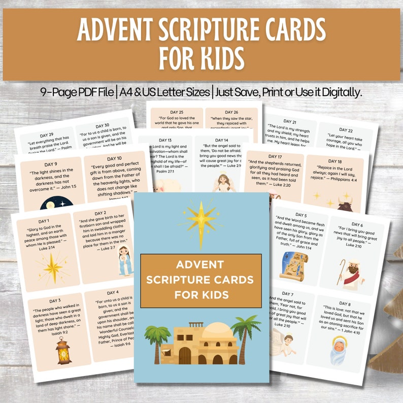 Advent Scripture Cards for Kids, Scripture Calendar Kids Advent ...