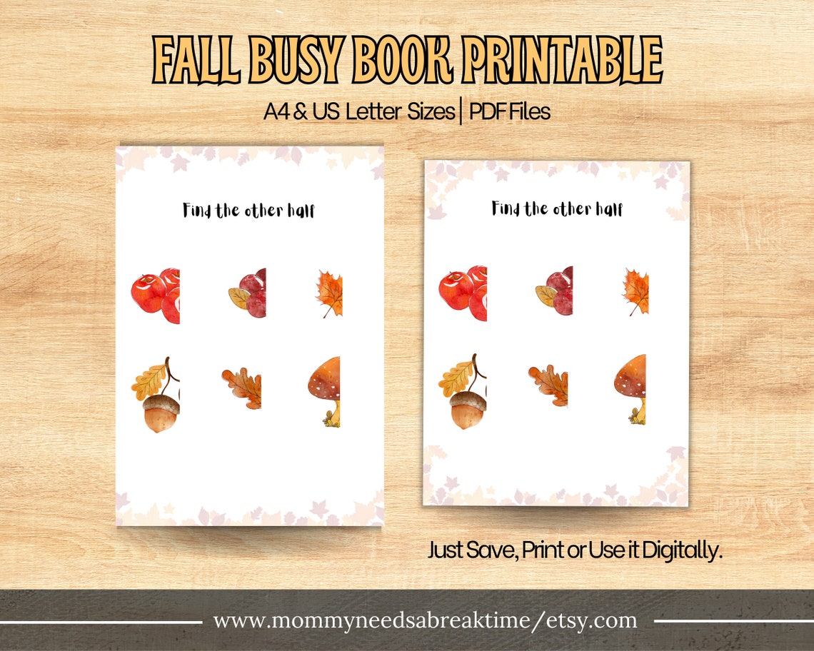 Preschool Busy Book Printable Fall Themed Montessori Busy Book Pre K ...