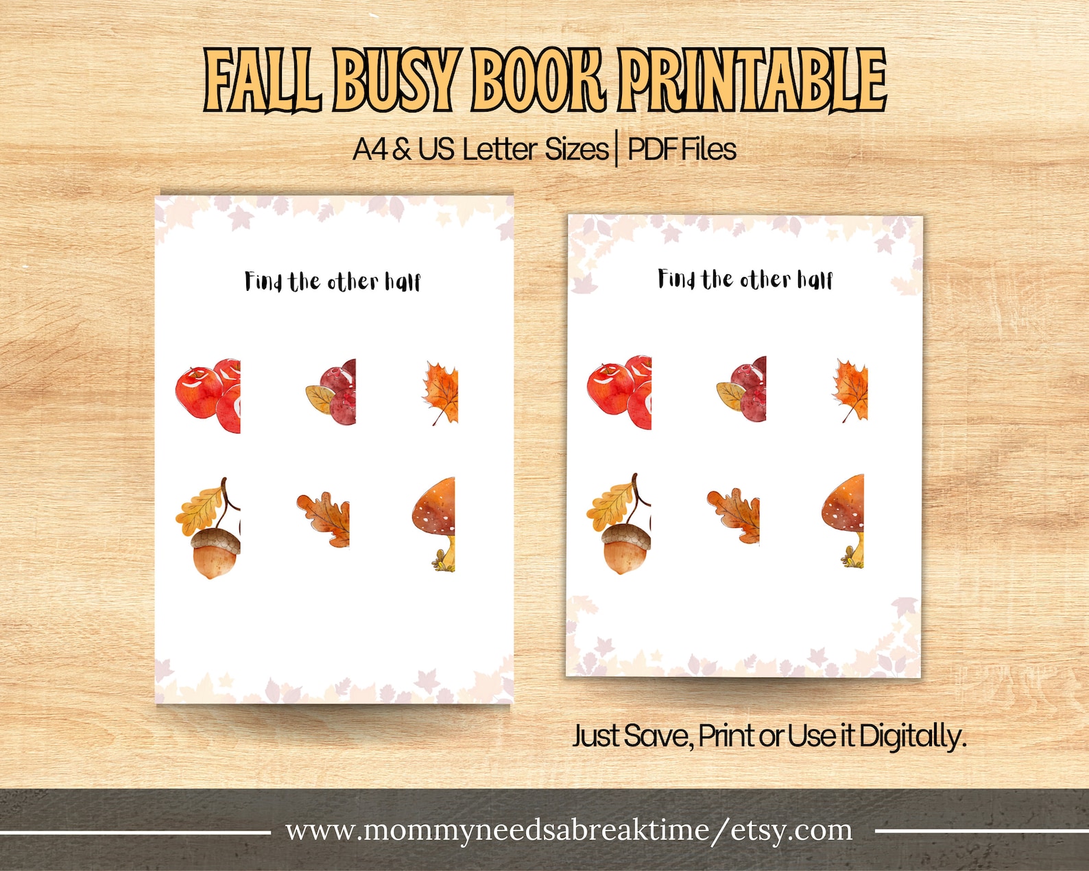 Preschool Busy Book Printable Fall Themed | Montessori Busy Book Pre K ...