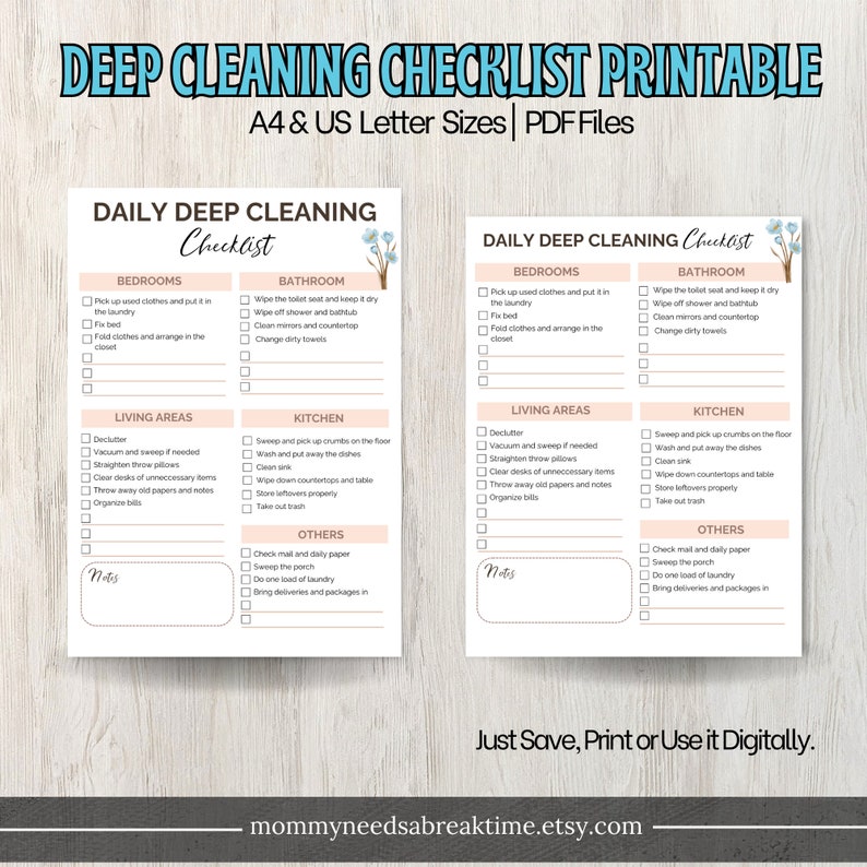 Deep Cleaning Checklist | Whole House Deep Cleaning Checklist | Cleaner ...