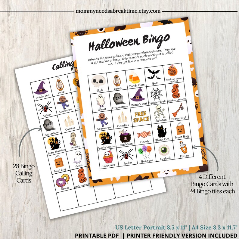 Preschool Halloween Bingo Printable Fall Halloween Game, Halloween ...