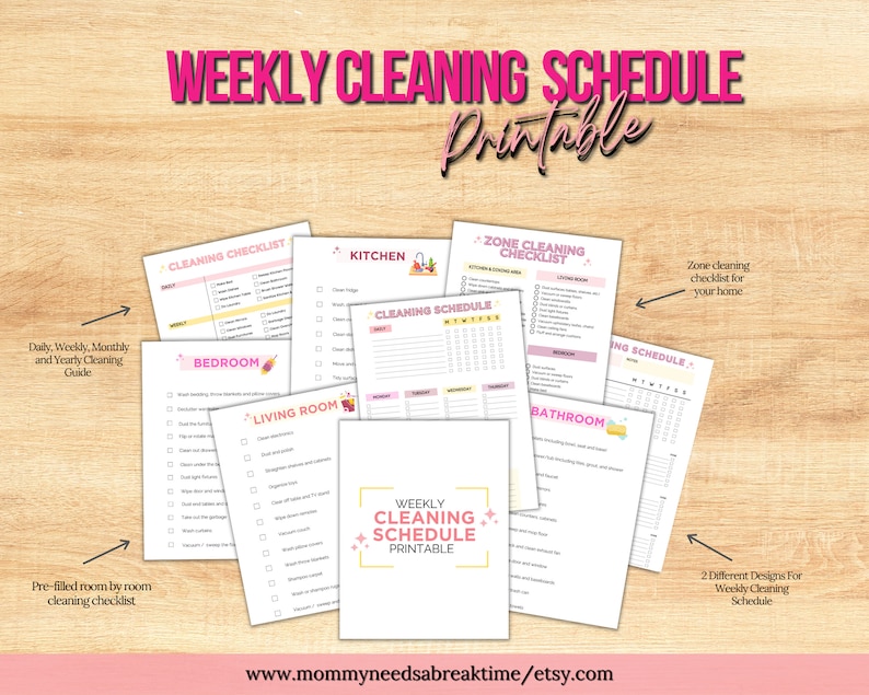 Weekly Cleaning Schedule Zone Cleaning Checklist, Spring Cleaning House ...