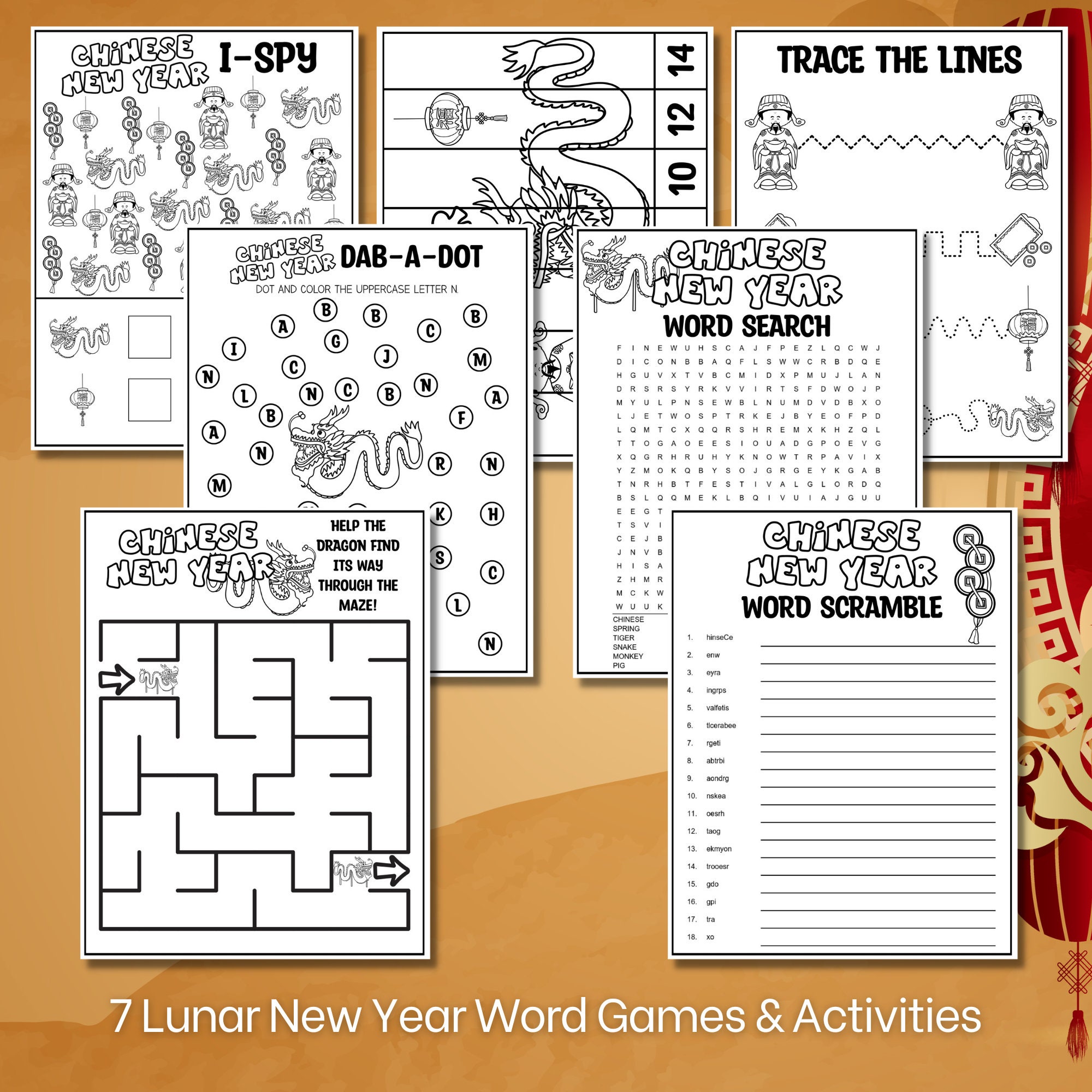 Chinese New Year Kids Activities, Lunar New Year Printables, Lunar New ...