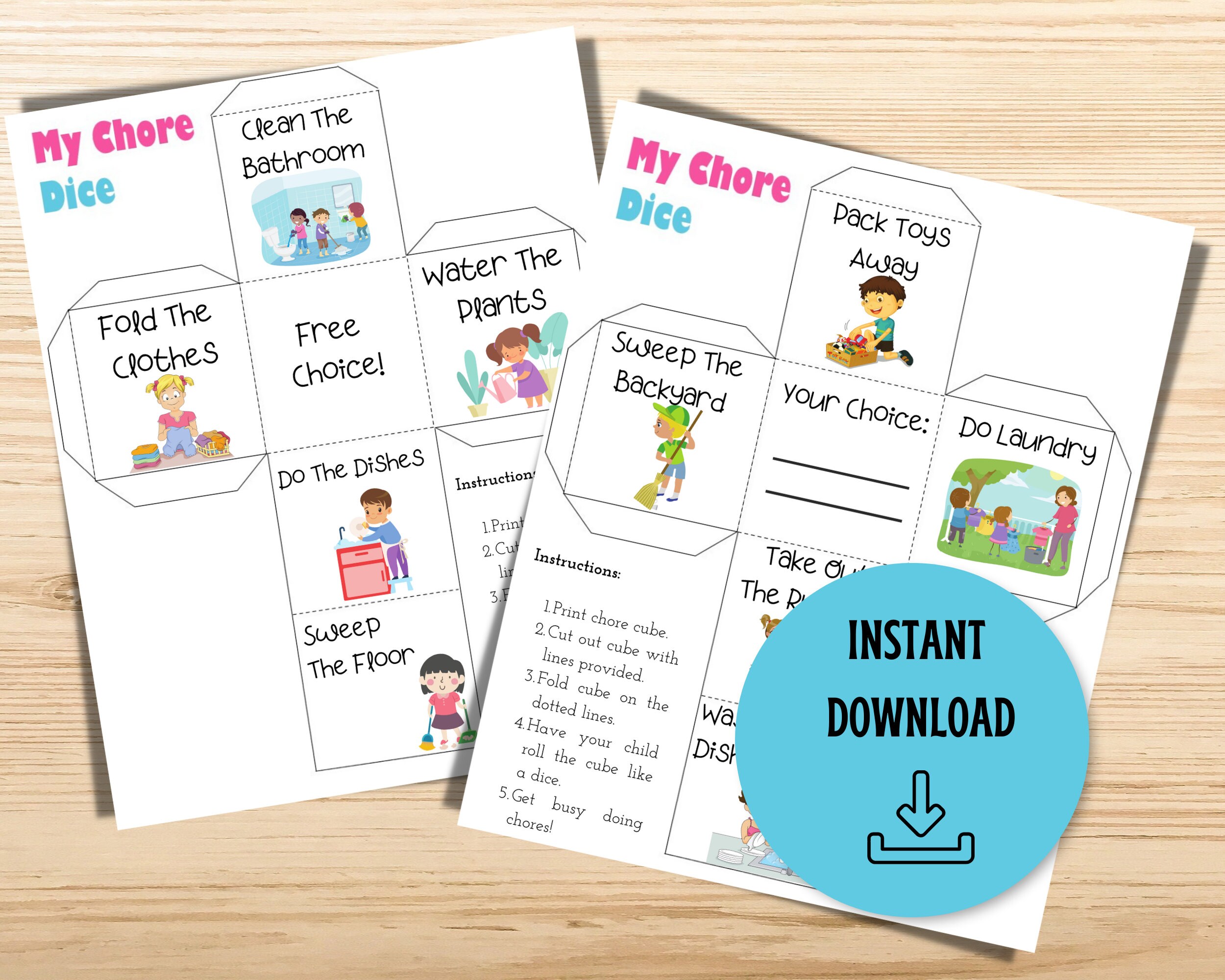 Kids Weekly Chores Visual Schedule Cube Game | Kids Daily Checklist ...