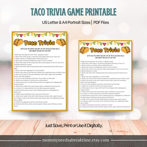 Taco Trivia Taco Party Games, Cinco De Mayo Games Taco Game Night ...
