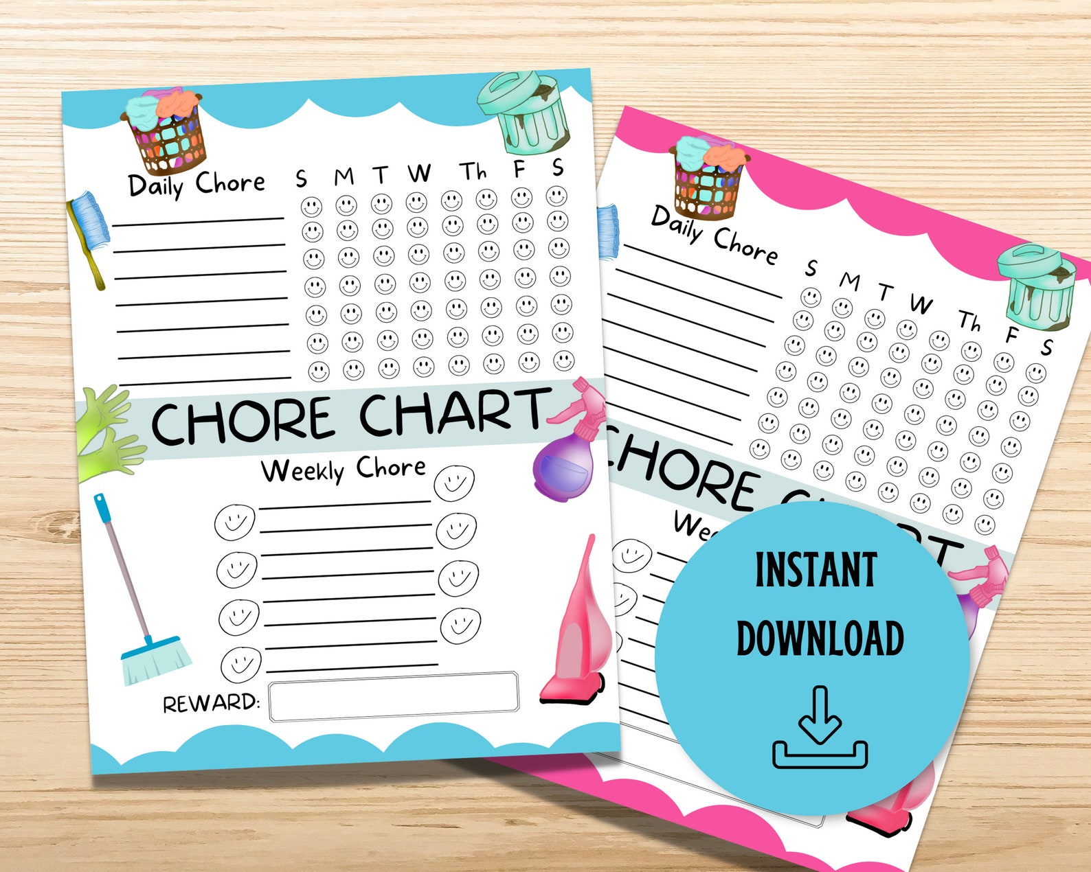 Toddler Chore Chart Printable Editable Chore Chart Template, Summer ...