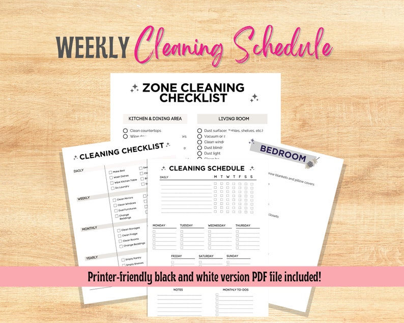 Weekly Cleaning Schedule Zone Cleaning Checklist, Spring Cleaning House ...