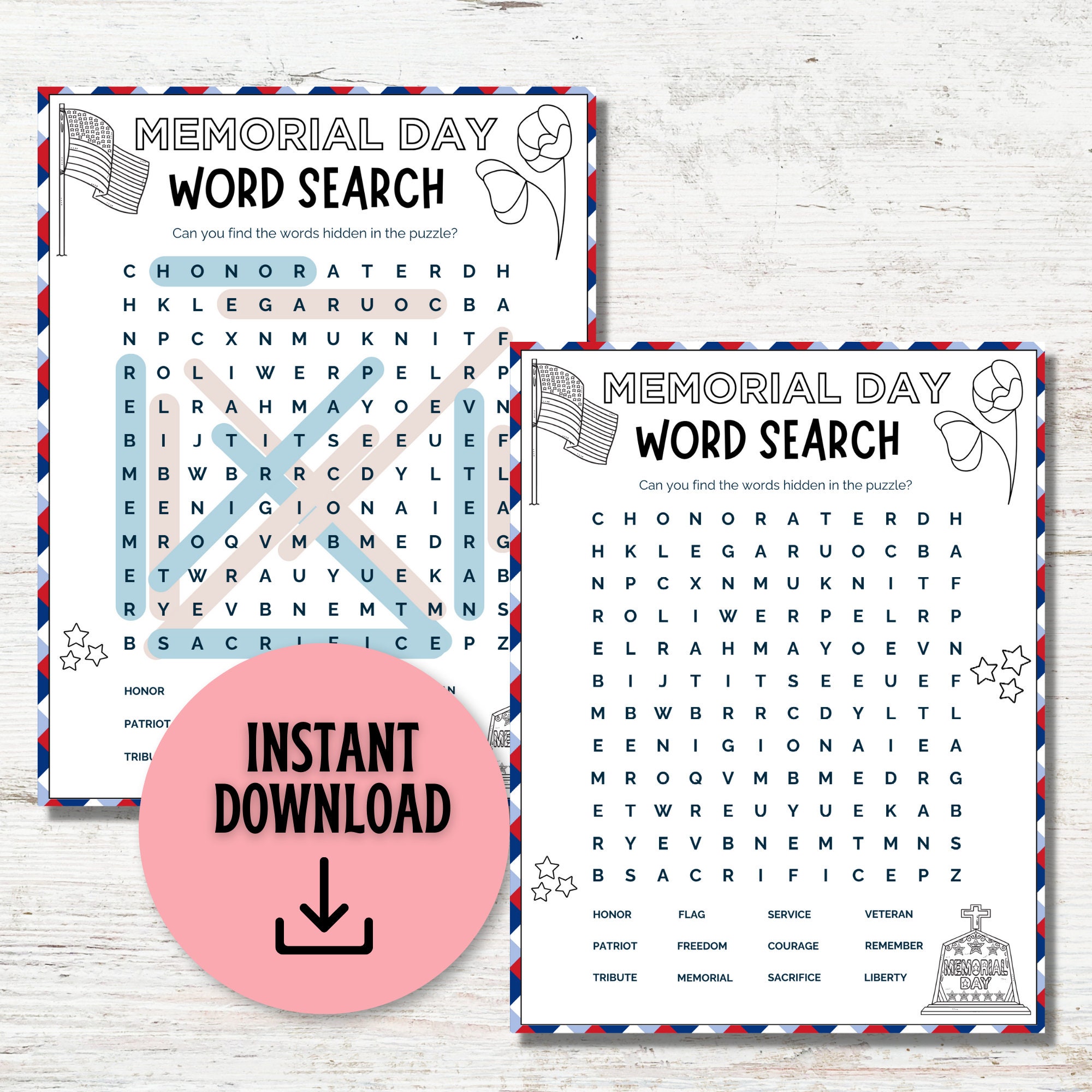 Memorial Day Kids Word Search | Preschool Coloring Montessori Busy Book ...
