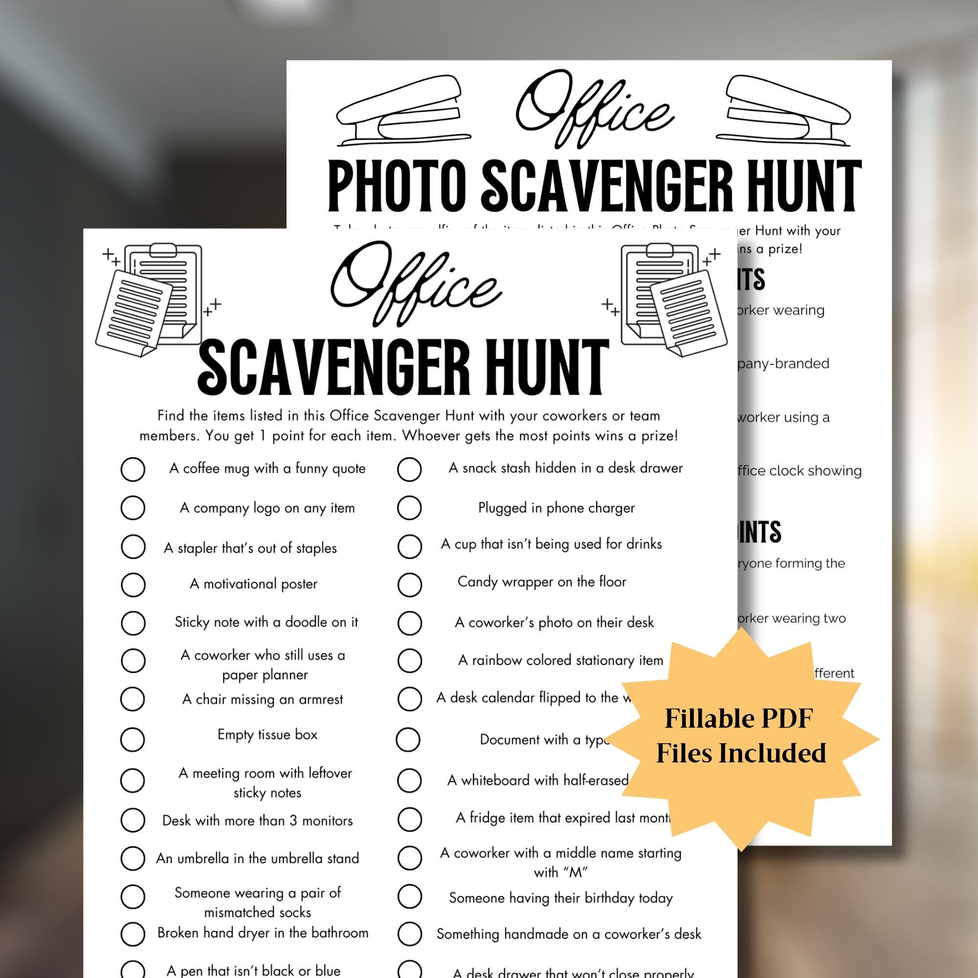 Office Scavenger Hunt Team Building Games, Work Scavenger Hunt Coworker ...