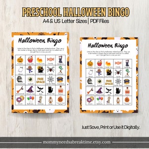 Preschool Halloween Bingo Printable Fall Halloween Game, Halloween ...