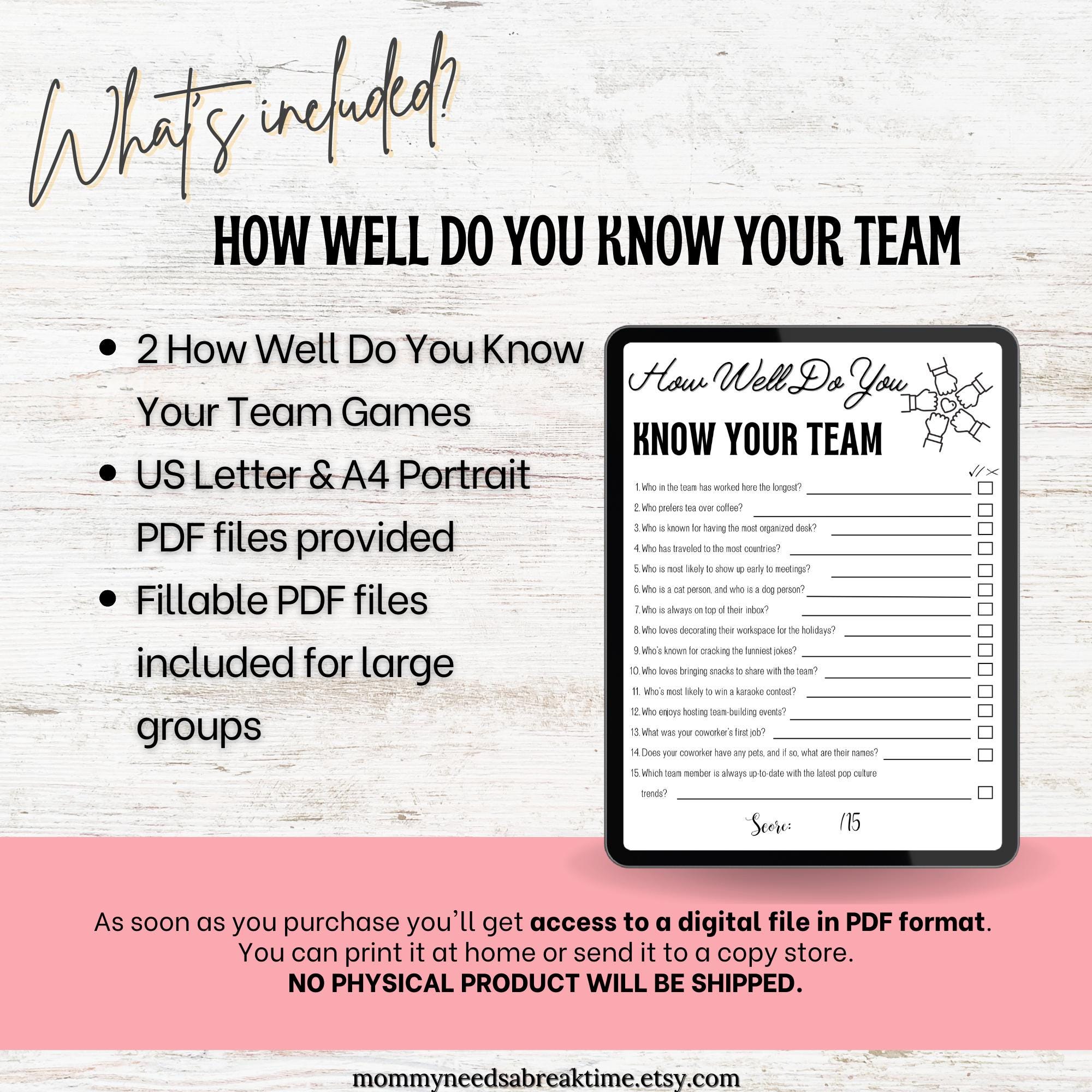 Team Building Games How Well Do You Know Your Team, Work Party Games ...