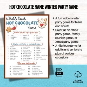 Whats Your Hot Chocolate Name Fillable Name Tags, Hot Chocolate Name ...