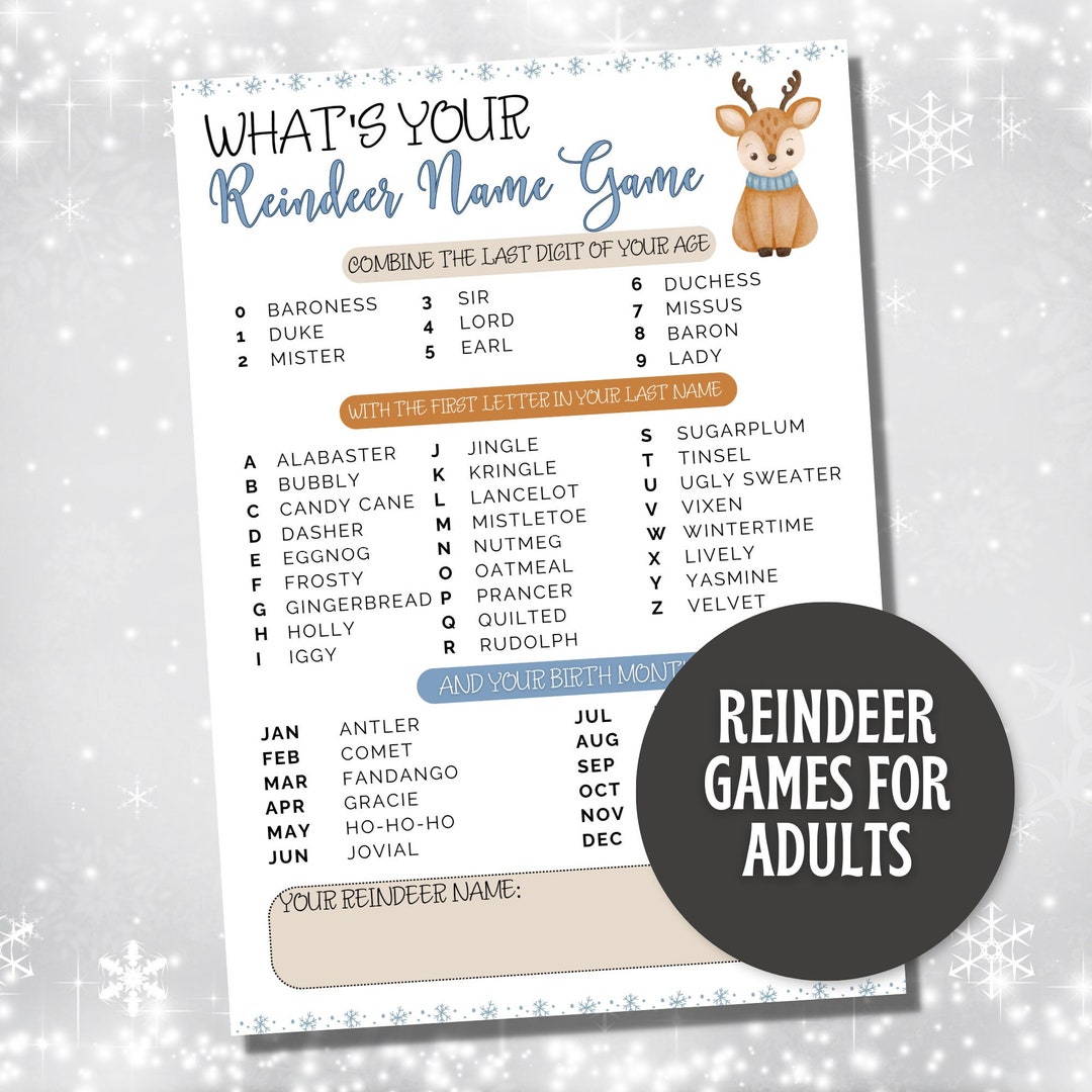 Whats Your Reindeer Name Friendmas Games, Reindeer Games Ice Breaker ...