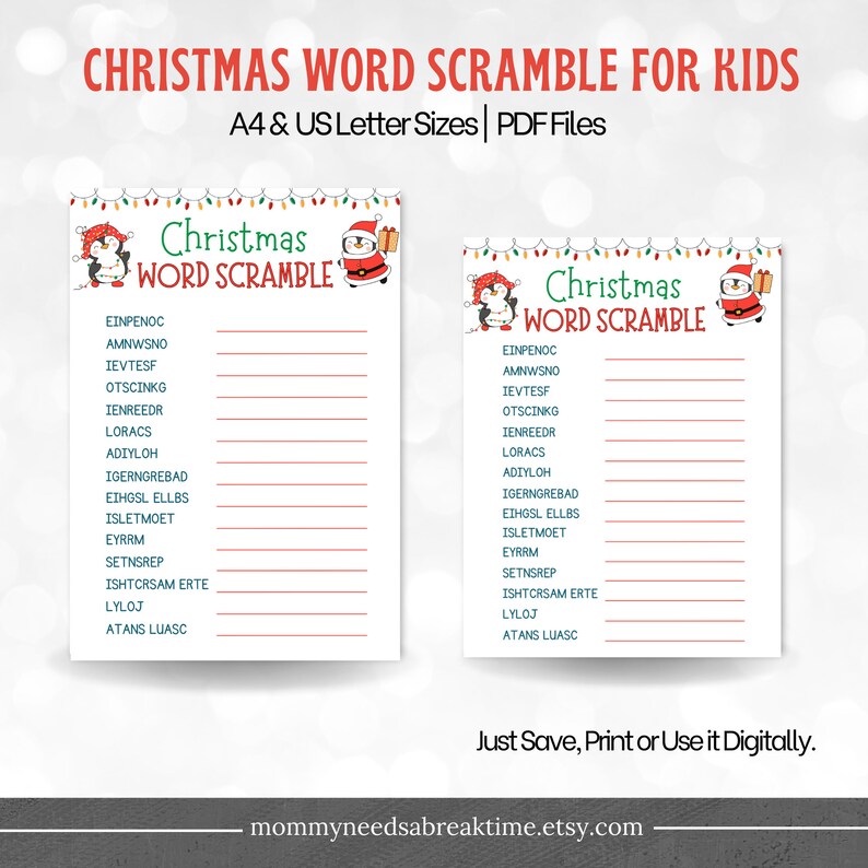 Printable Christmas Word Scramble, Fillable Christmas Word Scramble ...