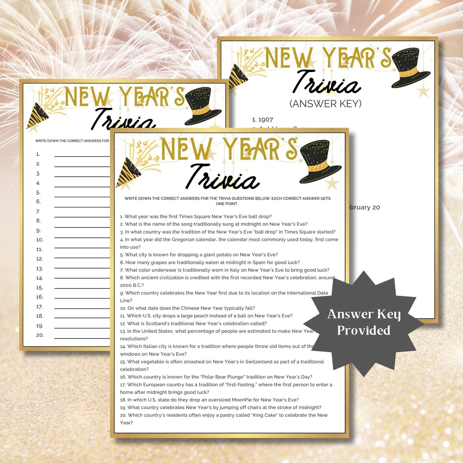 New Years Trivia New Years Games, Family Reunion Games New Years Eve ...