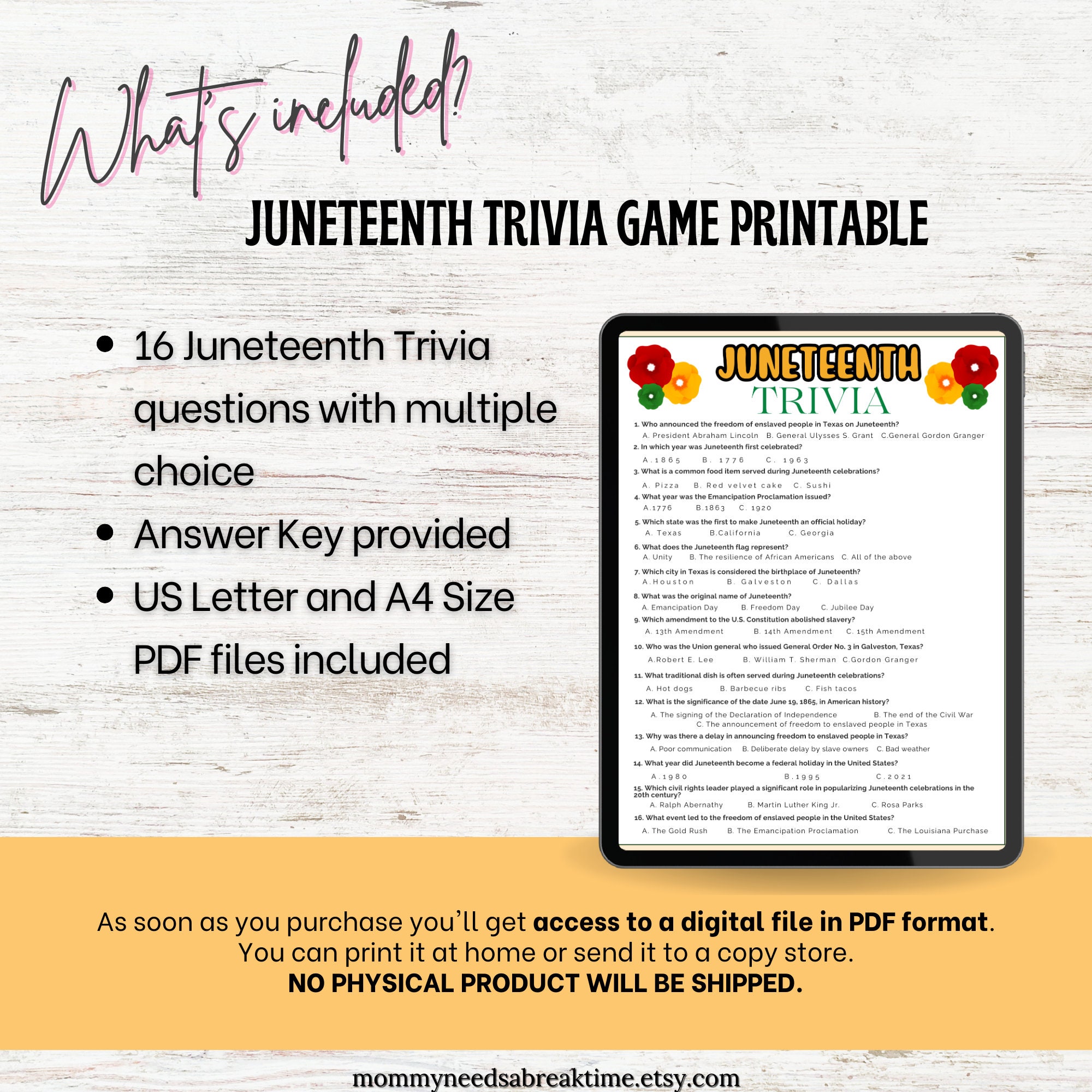 Juneteenth Trivia Game Juneteenth Games | Black History Games Trivia ...
