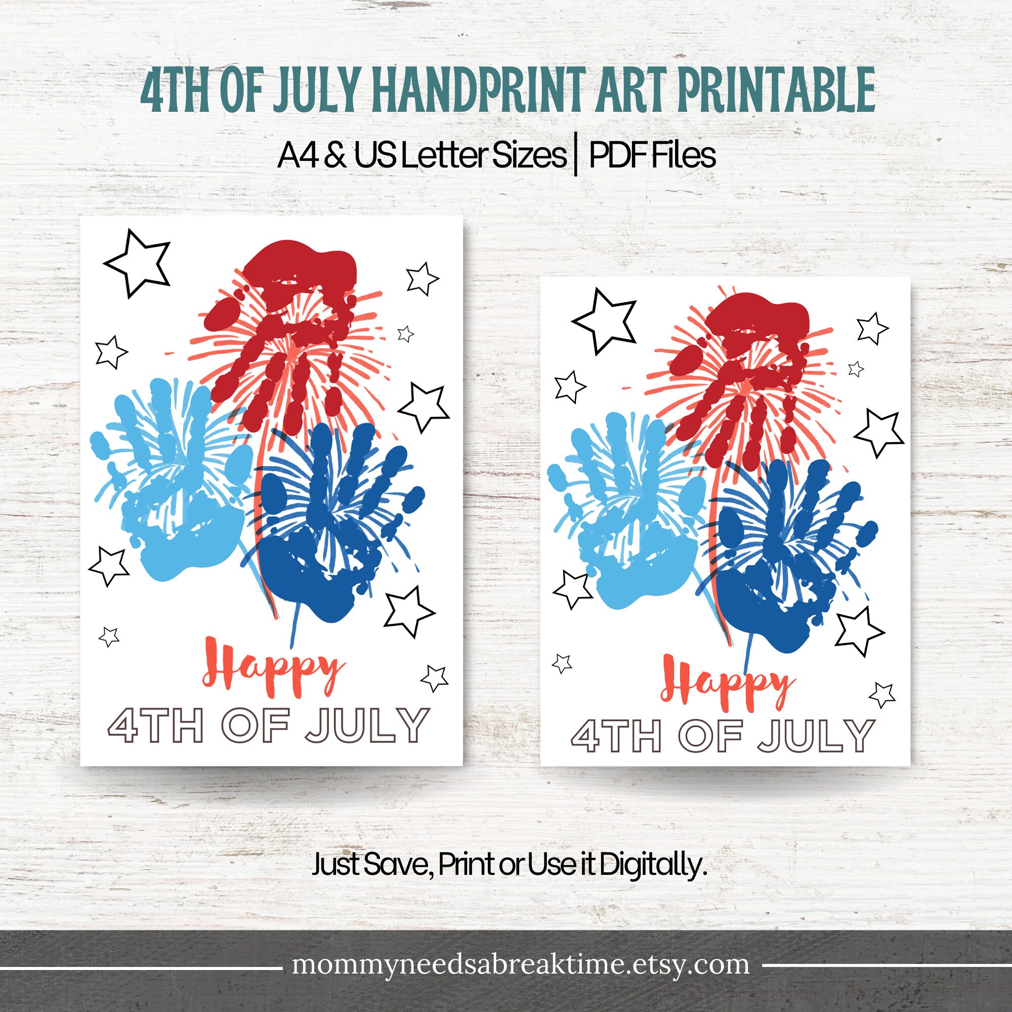 4th of July Handprint Art, Rocket Handprint Craft Happy 4th of July ...