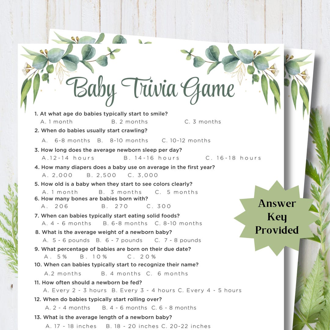 Baby Trivia Game Baby Shower Games, Baby Shower Trivia Baby Sprinkle ...