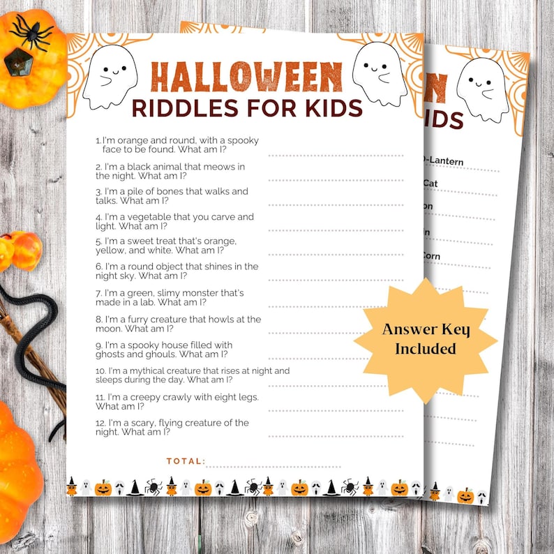 Halloween Riddles for Kids Halloween Puzzle, Kids Halloween Trivia ...
