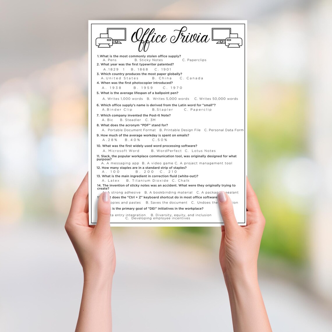 Office Trivia Team Building Games, Office Party Games Workplace Games ...