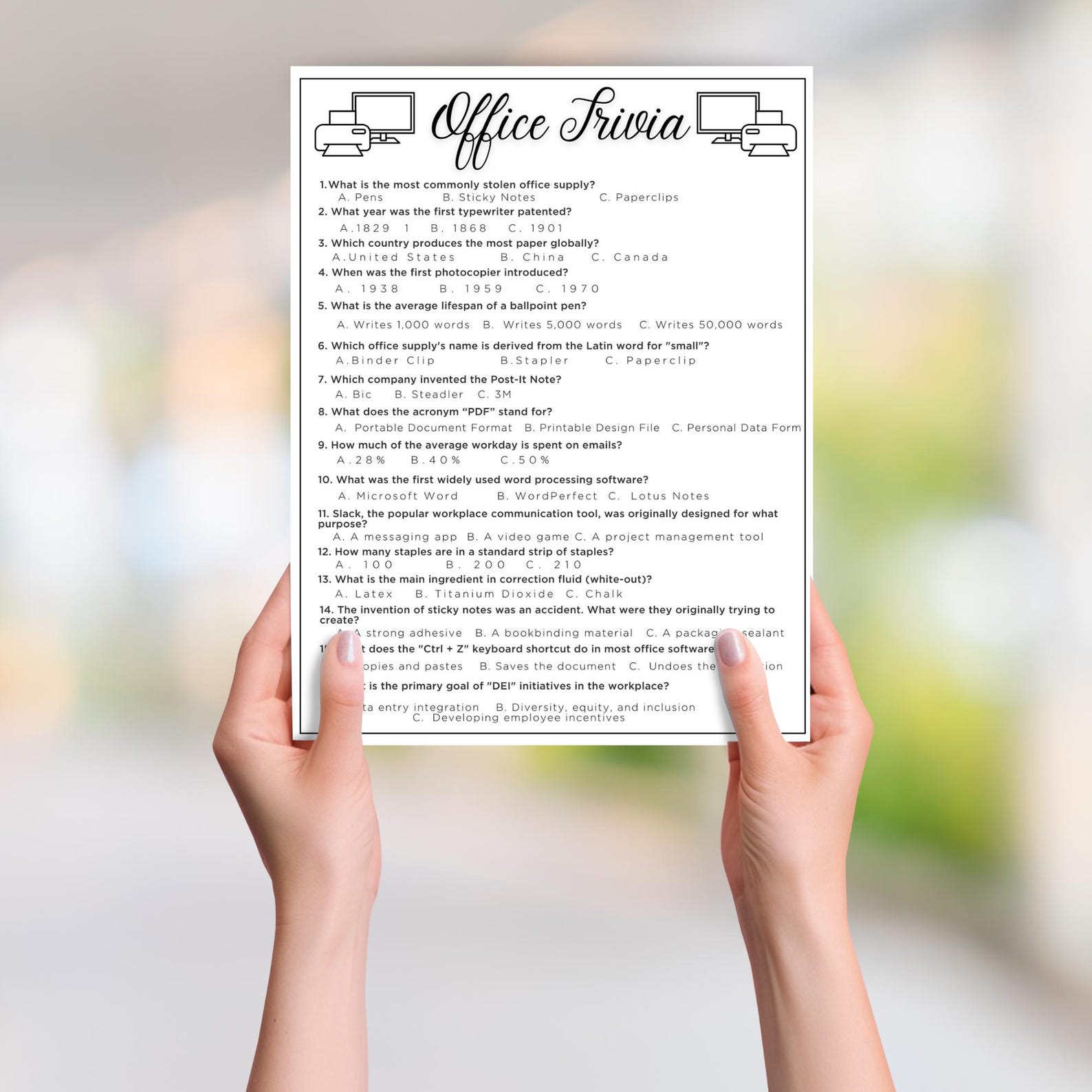 Office Trivia Team Building Games, Office Party Games Workplace Games ...