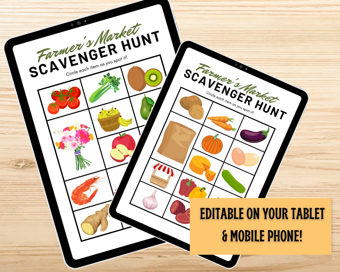 Farmers Market Scavenger Hunt for Kids, Outdoor Scavenger Hunt for Kids ...