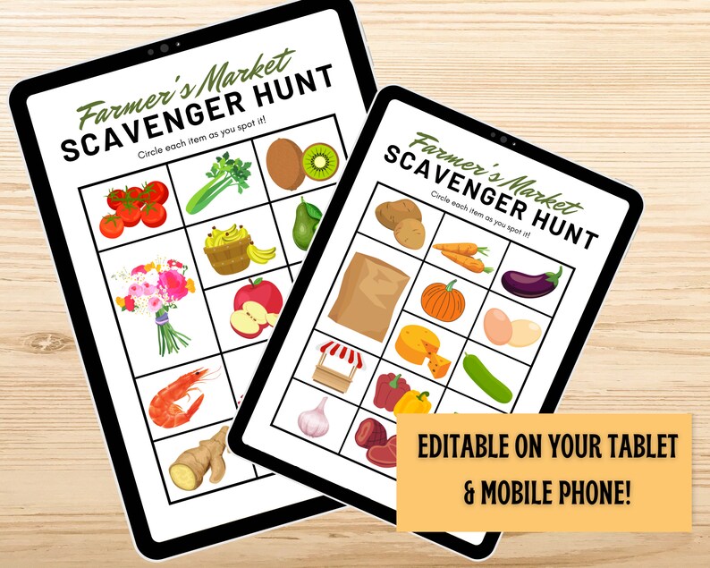 Farmers Market Scavenger Hunt for Kids, Outdoor Scavenger Hunt for Kids ...