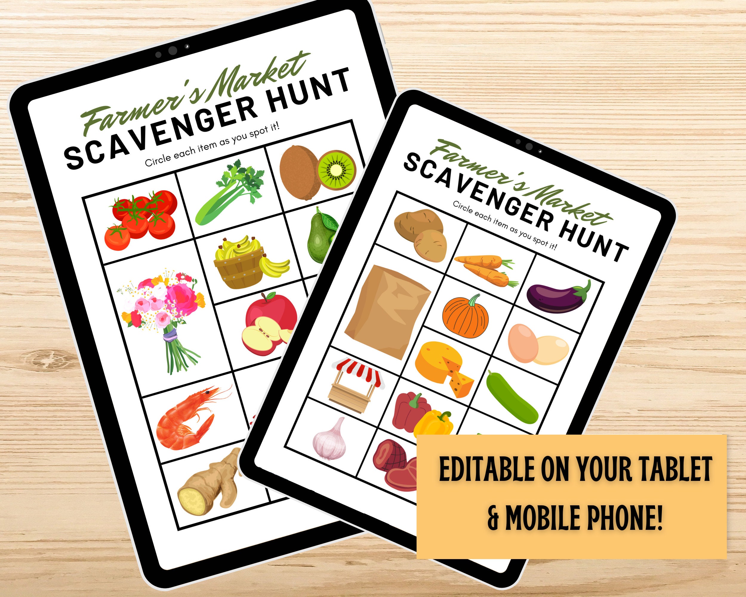 Farmers Market Scavenger Hunt for Kids, Outdoor Scavenger Hunt for Kids ...