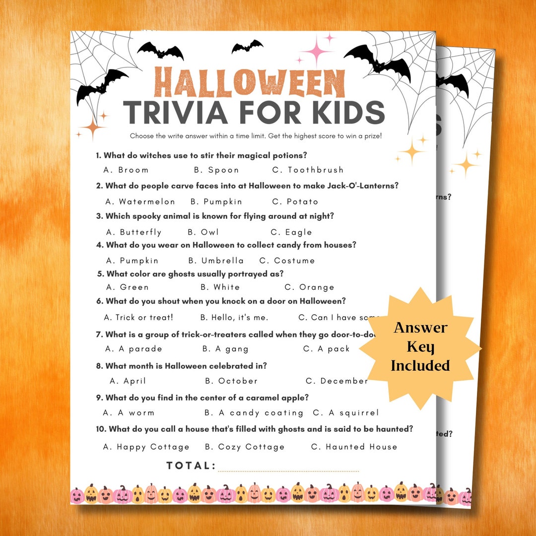 Halloween Trivia Game for Kids Teen Halloween Games, Halloween Trivia ...