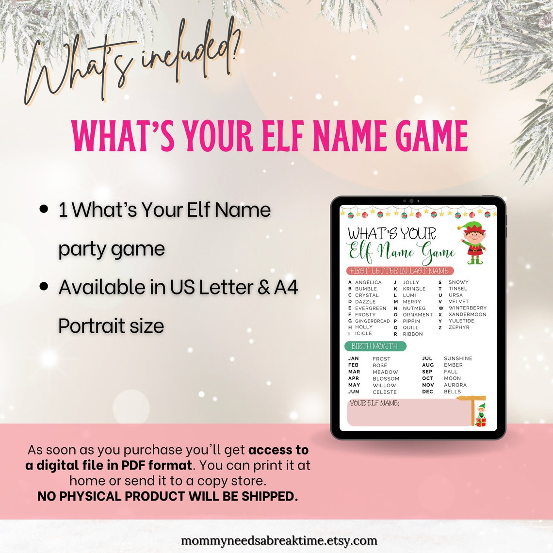 Whats Your Elf Name Game, Friendsmas Games, Elf Name Generator, Teen ...