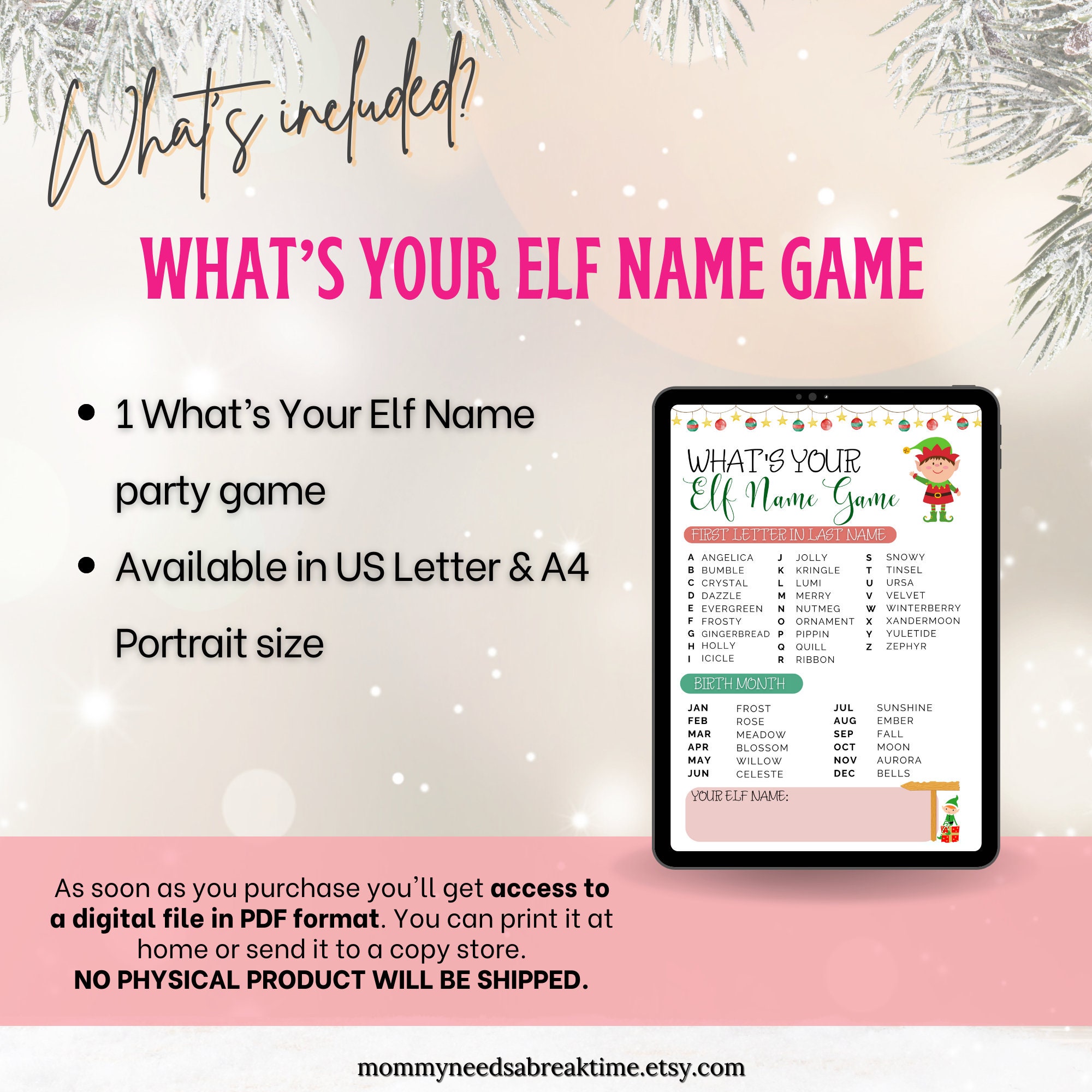 Whats Your Elf Name Game, Friendsmas Games, Elf Name Generator, Teen ...