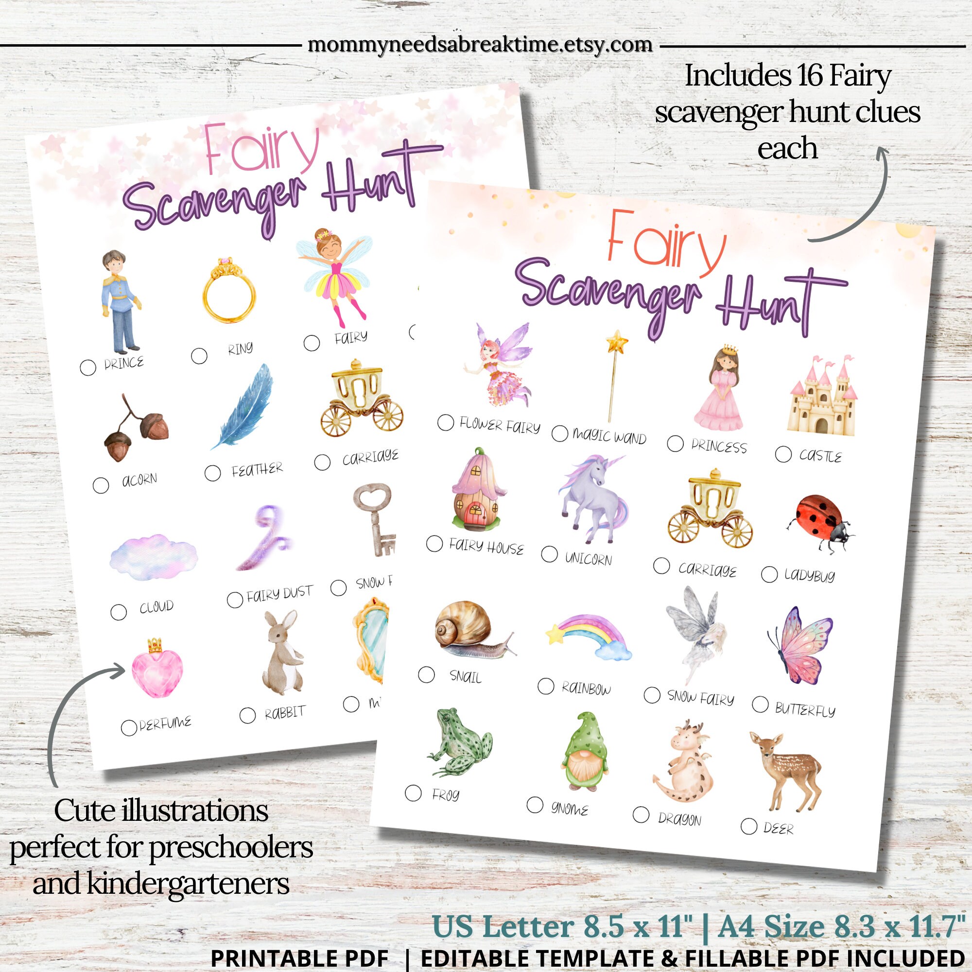Fairy Scavenger Hunt Fairy Party Favors Girls Scavenger Hunt Fairy ...