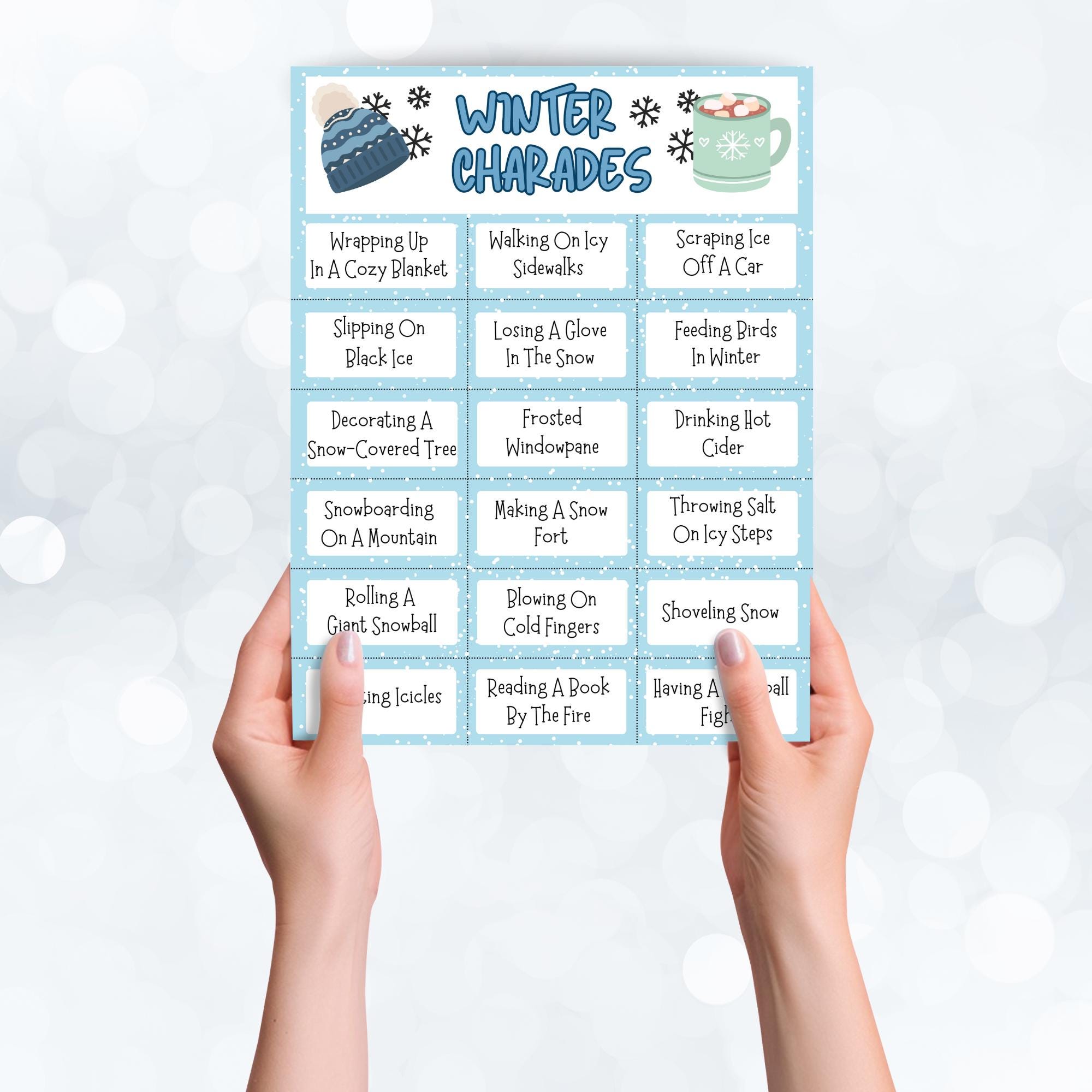 Winter Charades Winter Party Games, Winter Pictionary Family Reunion ...