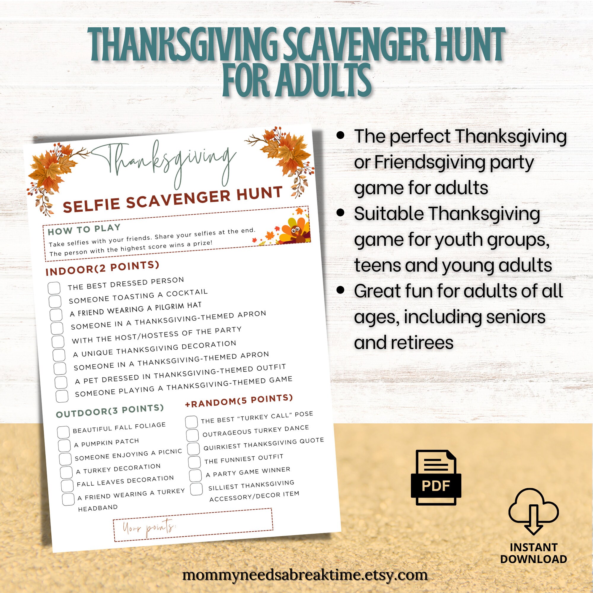 Thanksgiving Scavenger Hunt for Adults, Thanksgiving Photo Scavenger ...