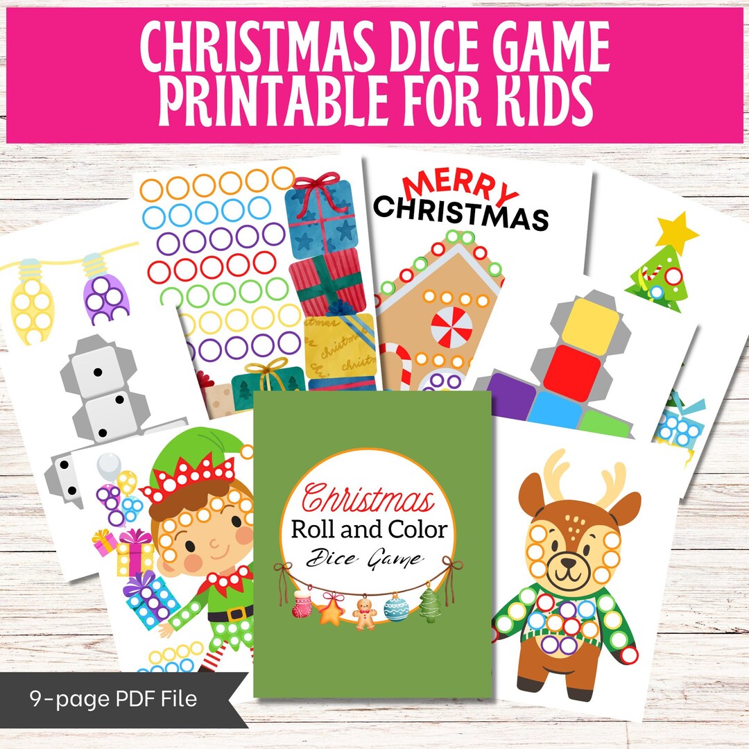 Christmas Dice Game Printable | Christmas Roll and Color Dice Game ...
