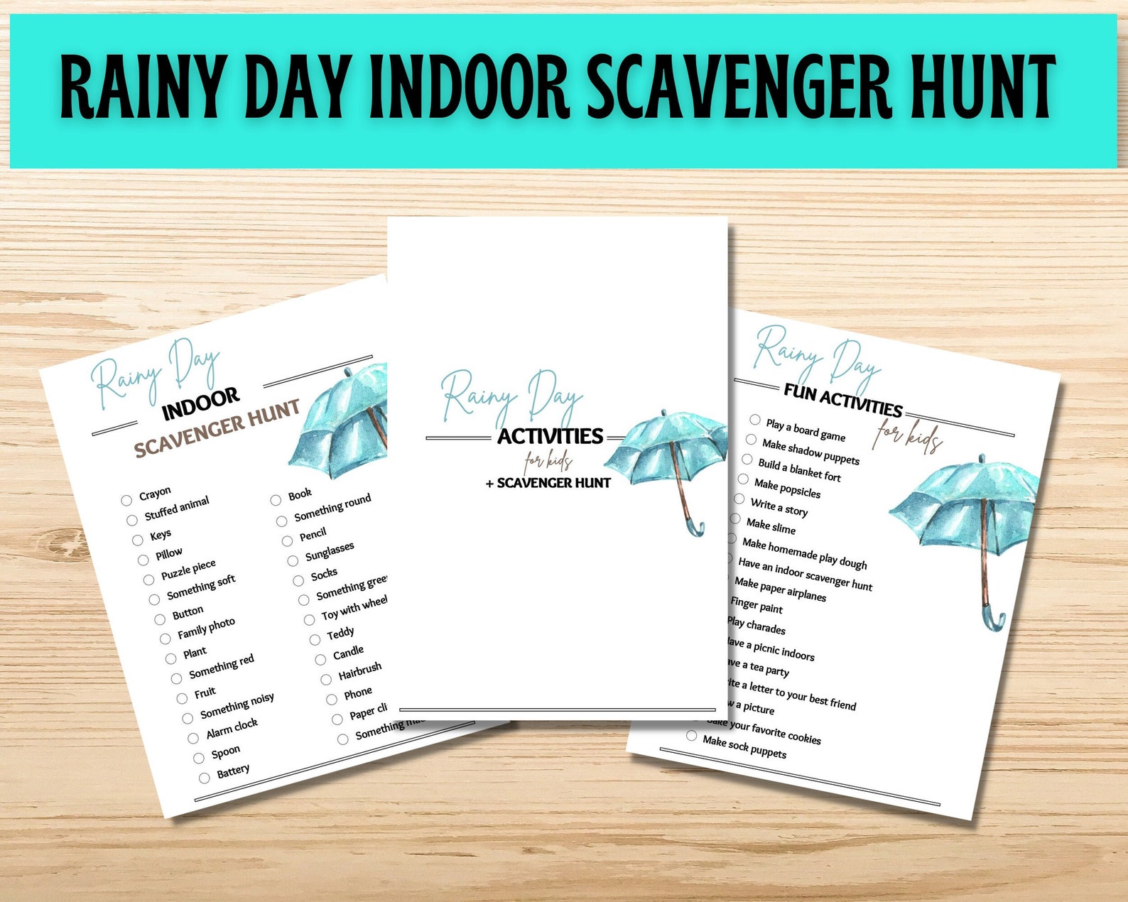 Fillable Rainy Day Indoor Scavenger Hunt Indoor Activities - Etsy