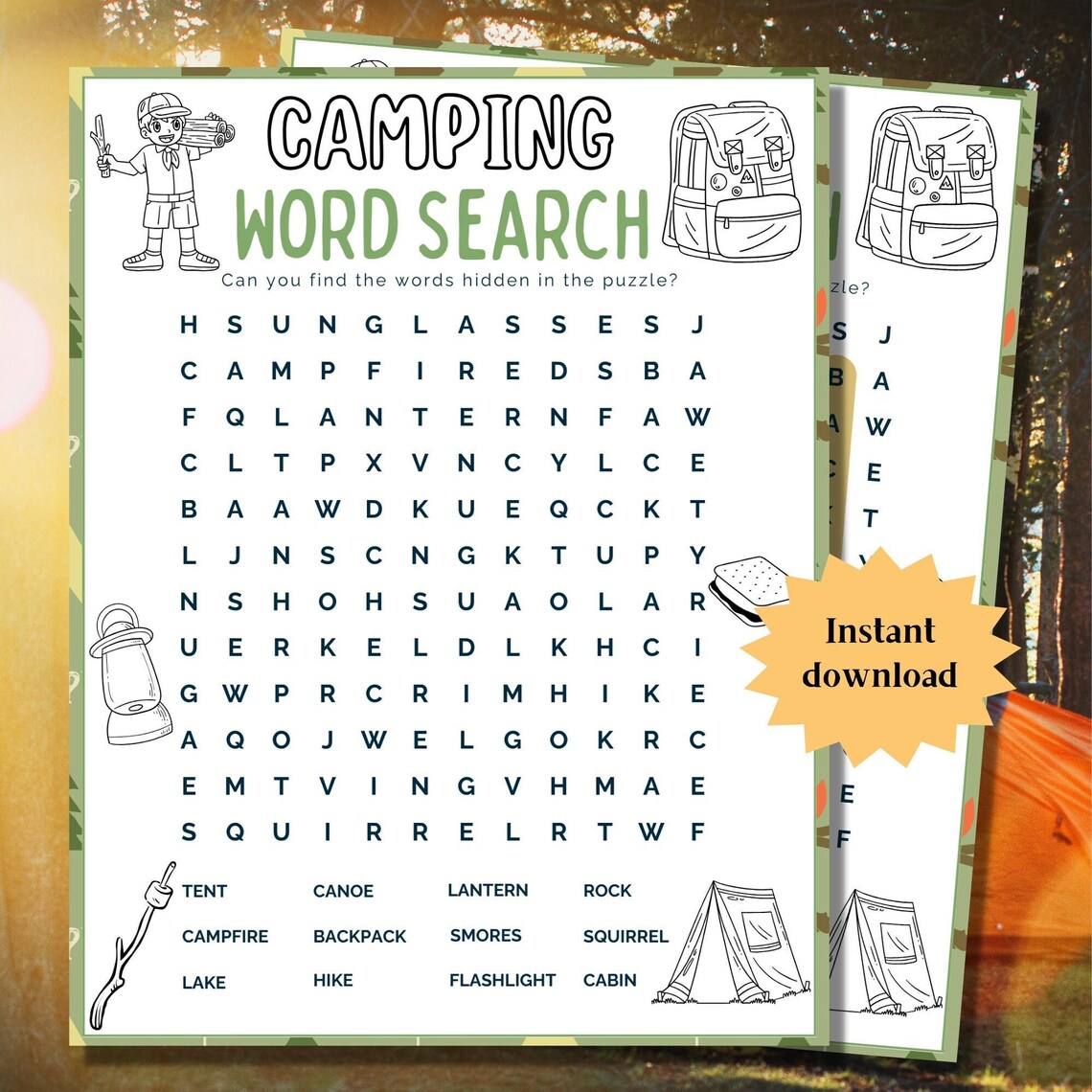 Camping Word Search Camping Activities, Camping Games, Kids Word Search ...