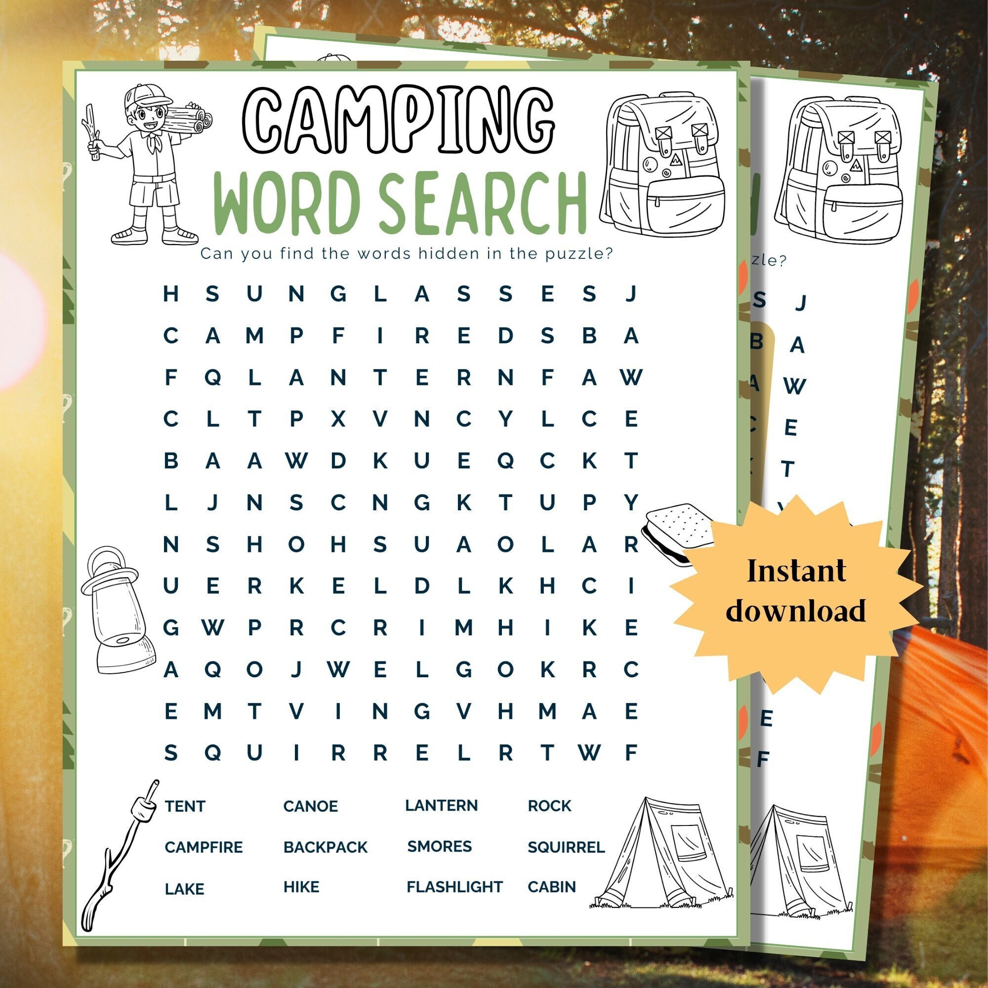 Camping Word Search Camping Activities, Camping Games, Kids Word Search ...