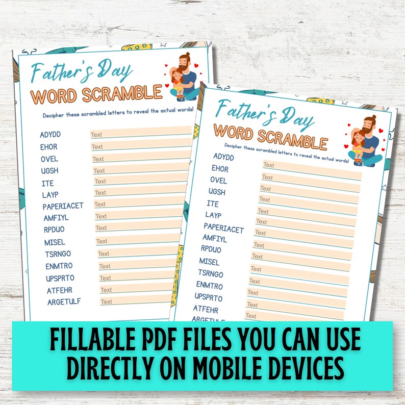 Fathers Day Word Scramble, Fathers Day Activity Fathers Day Games ...